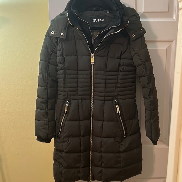 Guess | Jackets & Coats | Guess Olive Green Long Puffer Hooded Winter ...